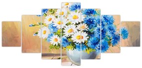Malovaný obraz vázy květin (210x100 cm)