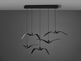 Designové závěsné svítidlo Brokis Night Birds PC962 Povrch Montury: Stříbrný elox, Barva skla: Šedá kouřová - masiv, Povrch baldachýnu: kov - černý matný komaxit
