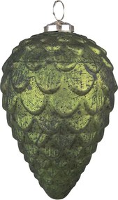Zelená antik skleněná vánoční ozdoba šiška - Ø 9*15 cm
