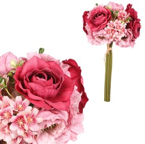 Růže a čemeřice v pugetu, fialová barva KUM3432 LILA