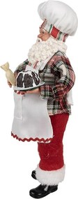 Vánoční dekorace Santa cukrář s dortem a perníčkem - 16*9*28 cm