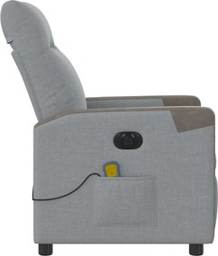 Elektrické masážní polohovací křeslo světle šedé textil 3324085