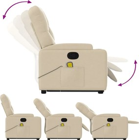 Zvedací masážní polohovací křeslo krémové textil 3204731