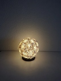 Stolní lampa bílá, koule z pravých mušlí, ruční práce