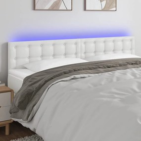 Čelo postele s LED bílé 160x5x78/88 cm umělá kůže