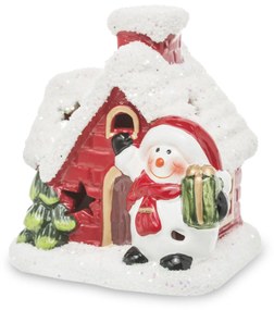 Vánoční domek se sněhulákem a světýlky 131366