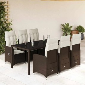7dílný zahradní bistro set s poduškami hnědý polyratan 3277069
