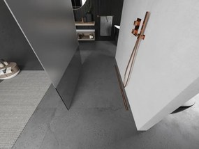 Mexen Kioto, sprchová zástěna Walk-In 100 x 200 cm, 8mm čiré sklo-námraza, měděný matný profil, 800-100-002-65-35