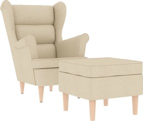 Křeslo s podnožkou krémové textil 3307996