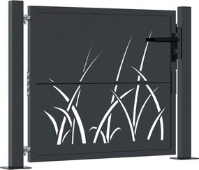 Zahradní branka antracitová 100 x 75 cm ocelová, design trávy 153166