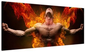 Obraz muže v ohni (100x40cm)
