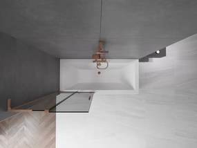 Mexen Velar L, 2-křídlová posuvná vanová zástěna 85 x 150 cm, 8mm šedé sklo, měděná matná, 896-085-003-41-65