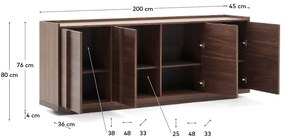 Hnědá komoda v dekoru ořechu 200x80x45 cm Onix – Kave Home