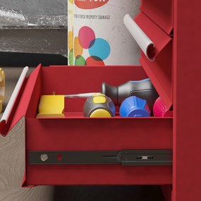 DURHAND box na nářadí prázdný, 51 x 22 x 39,5 cm Box na nářadí se 4 zásuvkami, horní úložný prostor, rukojeť, box na nářadí se zámkem, ocel| Aosom