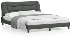 vidaXL Rám postele s LED osvětlením tmavě šedý 160 x 200 cm textil