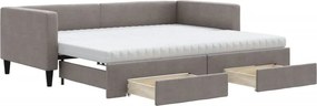 Válenda s přistýlkou a zásuvkami taupe 90 x 200 cm textil 3196635