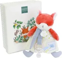 Doudou Dárková sada Plyšová liška Romarin s úchytem na dudlík 19 cm /