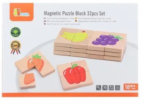 Viga Dřevěné magnetické puzzle - ovoce