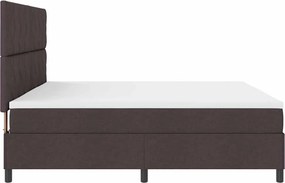 Postel s boxspringem s čelo Tmavě hnědá 200 x 200 cm textil 3339493