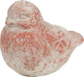 Cihlovo-šedá antik cementová dekorace ptáček Brocante - 14*9*10 cm