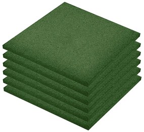 vidaXL Protipádové dlaždice 6 ks pryžové 50 x 50 x 3 cm zelené
