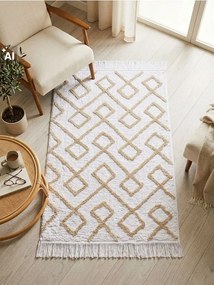Sinsay - Tuftovaný koberec s geometrickým vzorem a třásněmi - béžová