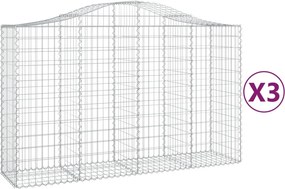 Klenuté gabionové koše 3 ks 200x50x120/140cm pozinkované železo 3145662