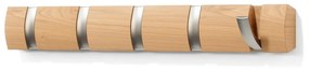 Nástěnný věšák z jasanového dřeva v přírodní barvě Flip – Umbra