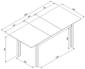 Rozkládací jídelní stůl Coburg 137x80 cm, černý/dub artisan