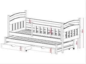 Legno Dětská rozkládací postel Alexis bílá Rozměr (cm): 90x190