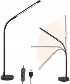 12W Klasická Stojací Lampa Stojací Lampička Na Čtení 140 CM Led Černá