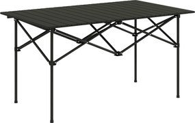 Skládací kempinkový stůl Outsunny z kovu 95x55x50 cm s rolovacím vrškem a taškou, přenosný a lehký piknikový stůl pro kempování, turistiku a pláž, čer