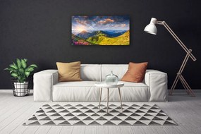 Obraz na plátně Hory Slunce Louka Krajina 120x60 cm