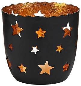 DELIGHT Svícen na čajovou svíčku hvězdy malý - černá/zlatá