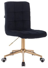 Velurová židle na zlaté kolečkové podstavě TOLEDO - černá