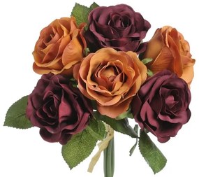 růže 7 cm (6 ks) - oranžová/vínová