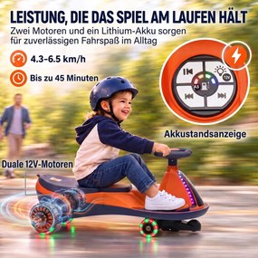AIYAPLAY Elektrické odrážedlo 2 v 1 s hudbou, oranžové