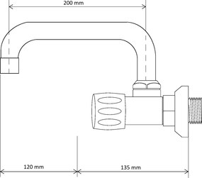 Gamma CLASIC C, umyvadlová/kuchyňská baterie s výlevkou 20cm, 150 mm, chromová, GMA-BCCS-C-CH