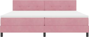 Postel s boxspringem s čelo Růžová 200 x 200 cm samet 3339199