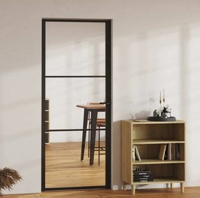 vidaXL Interiérové dveře 83 x 201,5 cm bílé ESG sklo a hliník [350561] Barva: Černá a průhledná