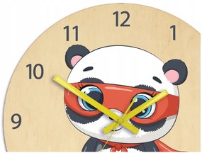 M.Clock Dětské nástěnné hodiny panda 30x30cm hnědé