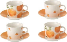 Kávová sada 4 espresso šálků s podšálky Casa Naranja - Ø 11*6 cm / 90 ml