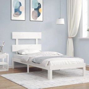 vidaXL Rám postele s čelem 100 x 200 cm masivní dřevo [3193522] Barva: Bílá