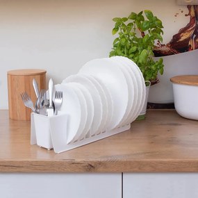 ALTOM Minimalistický odkapávač na nádobí, až 12 talířů + příbory, bílý