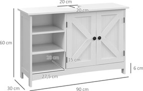 Kleankin Dřevěná Skříňka Pod Umyvadlo s Podstavcem, 2 Dveře a Nastavitelné Policemi, Bezpečnostní Zajištění, Moderní Design, Nosnost 31 kg, 90x30x60 …