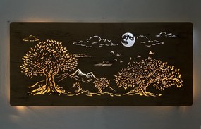 Li-Go "Čtyři duby a měsíc" světelný obraz 230V 130x60 cm provedení povrchu: bříza