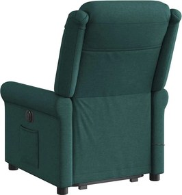 Zvedací masážní polohovací křeslo tmavě zelené textil 3303330