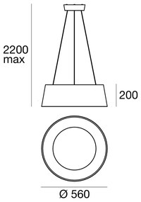 Stilnovo 8092 Oxygen_P, azurové závěsné svítidlo, 36W LED 3000K stmívatelné DALI, prům. 56cm