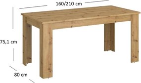 Rozkládací stůl 160/210 dub artisan Ayson