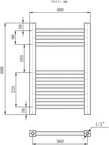 Gamma Proper, topné těleso 600x400 mm, 256W, černá matná, GMA-PROP-6040-BK